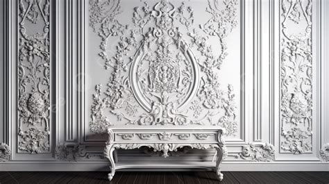 Exquisite White Classical Pattern Mold Wood Wall Background In 3d Rendering Vintage Room 3d
