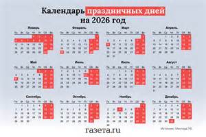 Календарь выходных в 2026 году сколько продлятся новогодние праздники