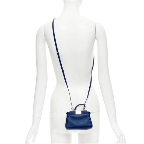 Fendi Micro Peekaboo Blue Leather Gold Hardware Crossbody Bag For Sale