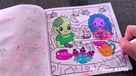N°33 Asmr Halloween Coloring 👻 Spooky Cute Book 🎨 No Talking