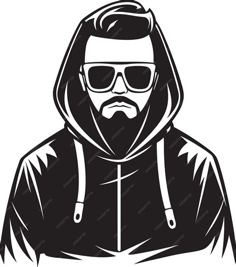 Secret Sentry Man In Hood And Glasses Vector Emblem Stealthy Shades