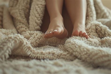 Premium Photo A Woman Is Sitting On A Blanket With Her Bare Feet