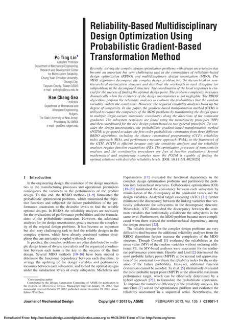 Pdf Reliability Based Multidisciplinary Design Optimization Using