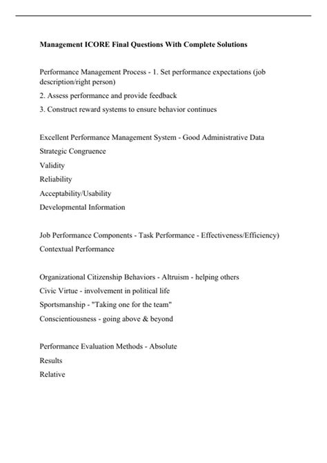 Management Icore Final Questions With Complete Solutions Management Icore Stuvia Us