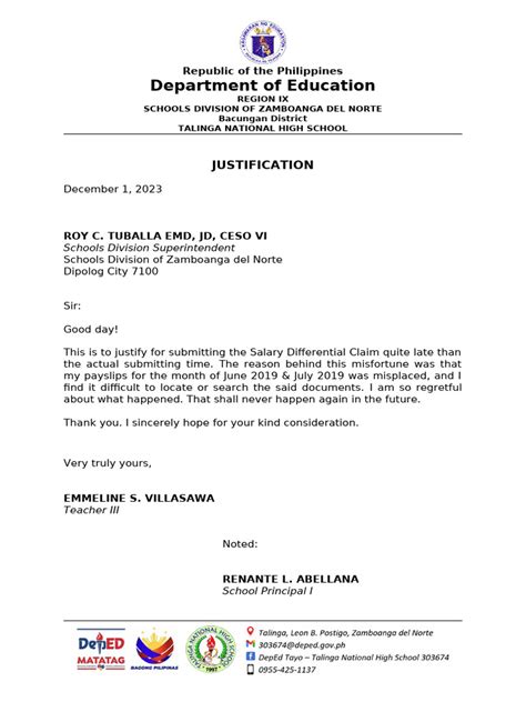 Justification For Late Salary Claim Submission Pdf