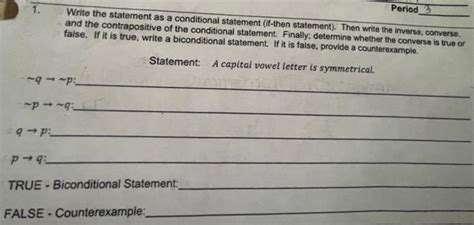Solved Write The Statement As A Conditional Statement Chegg