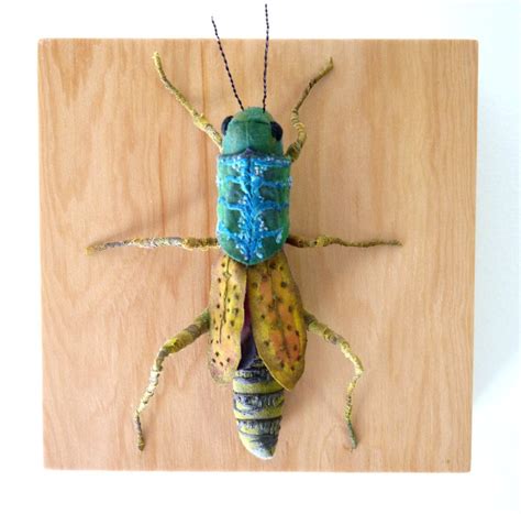 Fabric Sculpture Grasshopper Textile Art By Yumiokita On Etsy Textile