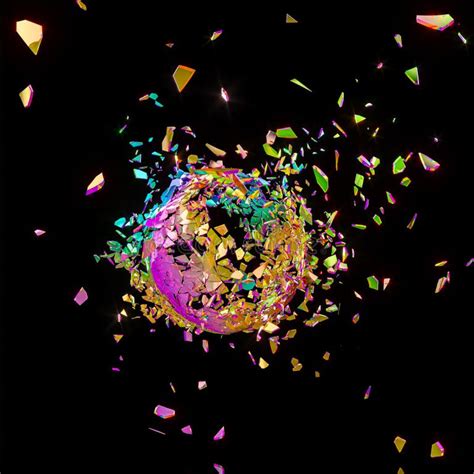 Colorful Glass Sphere Explodes On Black Stock Illustration