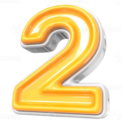 White With Yellow Number 2 3d 50270138 Png