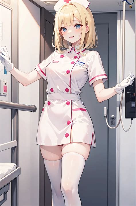 Anime Nurse In Uniform Standing In A Hospital Hallway Seaart Ai