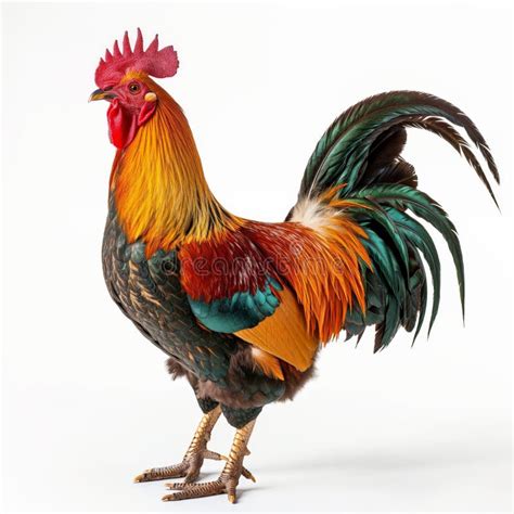 Majestic Rooster On White Background Stock Image Image Of Colorful