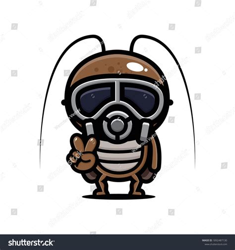 Cockroach Mascot Character Design Wearing Mask Stock Vector Royalty