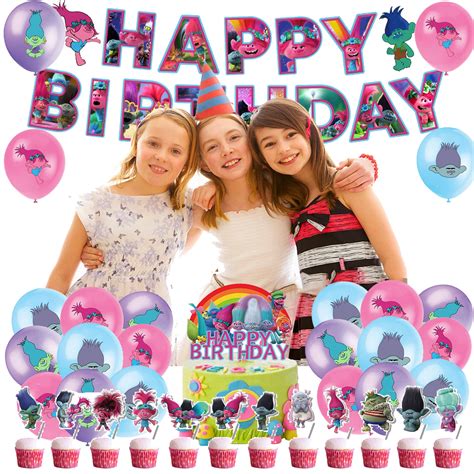 Cmdxbd Party Supplies Trolls Cake Topper Trolls Birthday Decorations