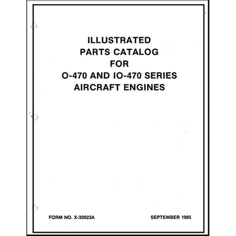 Catálogo De Piezas Del Continental O 470 Y El Io 470 Essco Aircraft