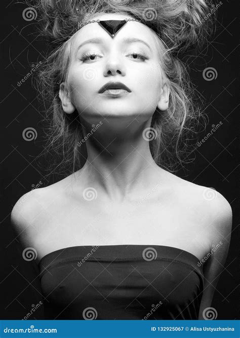Beautiful Girl In Sheer Black Dress Stock Image Image Of Eyes