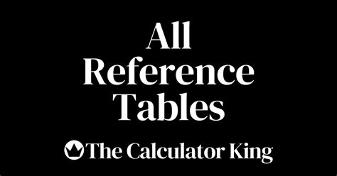 All Reference Tables