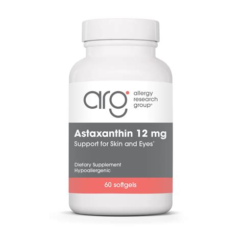 Astaxanthin Supplement 12mg Allergy Research Group