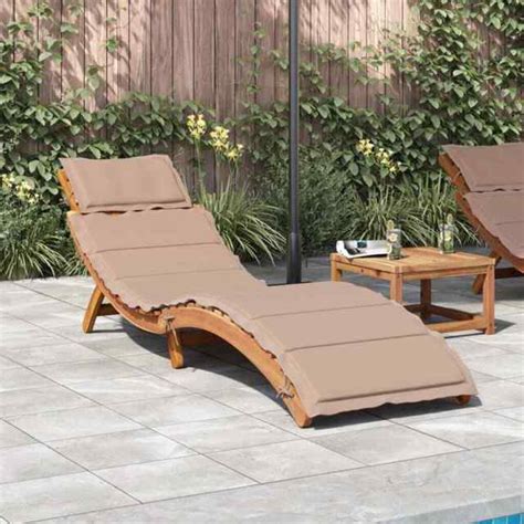 Solid Wood Acacia Sun Lounger With Cushion Patio Outdoor Seat Sunbed By