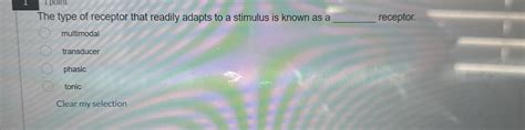 Solved 1 1 ﻿pointthe Type Of Receptor That Readily Adapts To