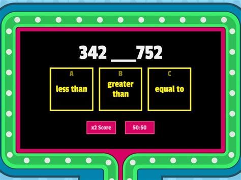 G2 Math Compare 2 Numbers Gameshow Quiz