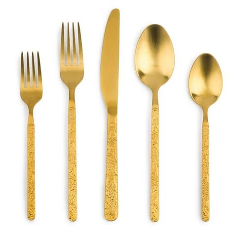 Thyme And Table Lumi Gold 20 Piece Flatware Set Service For 4 Flatware