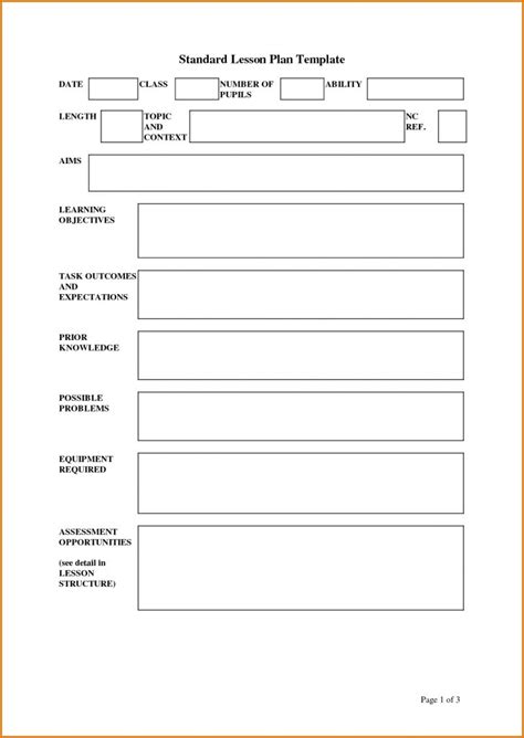 Standard Lesson Plan Template Doc Lesson Plan Templates Lesson Plans Learning