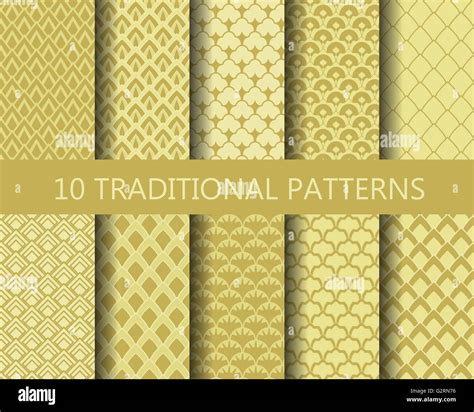 10 Different Classic Wave Patterns Set Endless Texture Can Be Used For