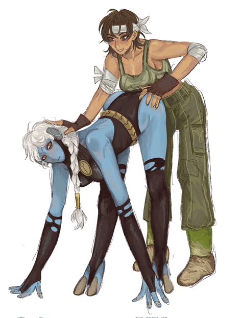 Rule 34 2girls Alien Alien Girl Ass Ass Grab Astra Militarum Bent Over Blue Skin Brown Eyes