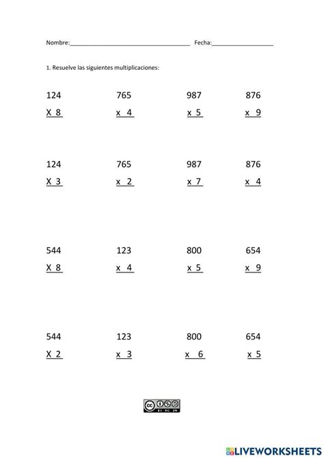 Multiplicaciones Sonia4121993 Live Worksheets