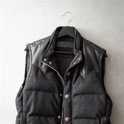 플레어가죽패딩조끼 M사이즈 정품 크롬하츠 전문 세컨샵 한스룸 크롬하츠 목걸이 반지 팔찌