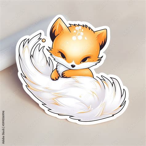 A Cute Chibi Fox Sticker With A White Background Radiating Adorable