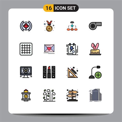 Set Of 16 Modern Ui Icons Symbols Signs For Mail Gird Business Whistle