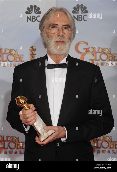 Michael Haneke Holds The Award For Best Foreign Language Film The White Ribbon Backstage At