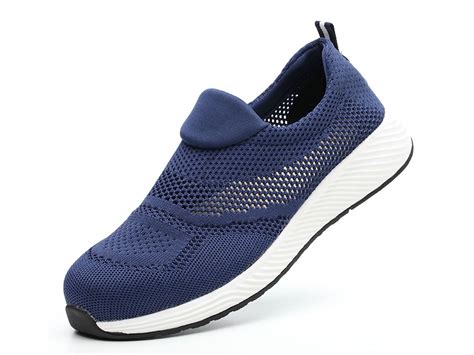 Ownshoe Women Mens Slip On Safety Shoes Steel Toe Work Sneakers Breathable Industrial Boots