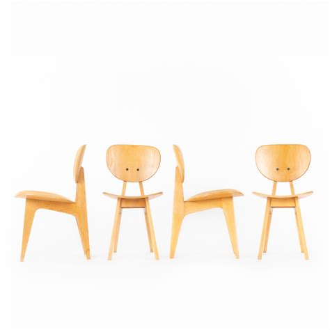 Set Of 4 Chairs Model 3221 By Junzo Sakakura For Tendo Mokko 1953
