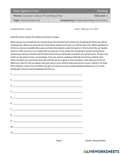 Clb 4 Reading Comprehending Instructions Steps Against Crime Online
