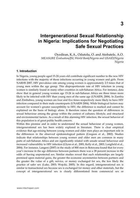 Pdf Intergenerational Sexual Relationship In Nigeria Implications