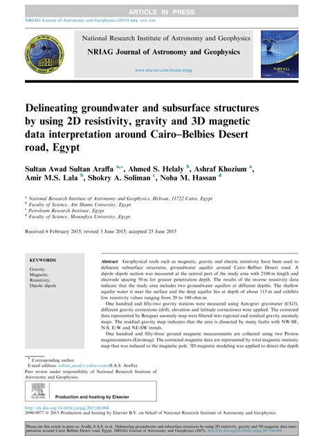 Pdf Delineating Groundwater And Subsurface Structures By Using 2d