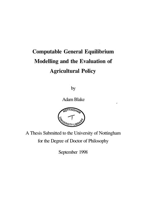 Pdf Computable General Equilibrium Modelling And The Evaluation Of