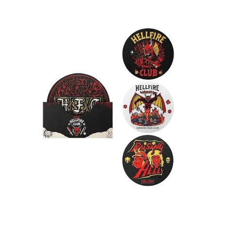 Stranger Things Set Of 4 The Hellfire Club Coasters Roll N Trade