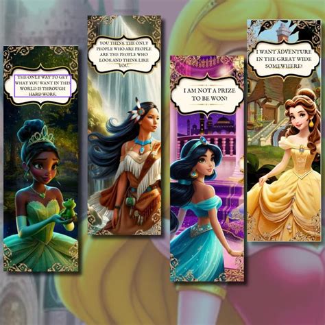 Disney Princess Bookmarks Digital Download 12 Unique Designs 300