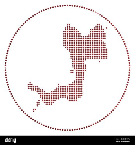 Canouan Digital Badge Dotted Style Map Of Canouan In Circle Tech Icon Of The Island With