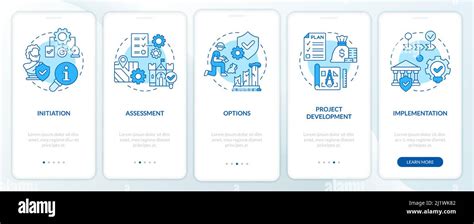Heritage Conservation Process Blue Onboarding Mobile App Screen Stock