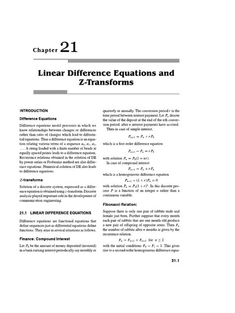 Z Transform And Difference Equation Pdf