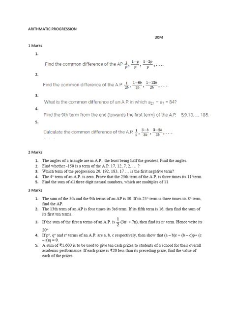 arithmatic progression pdf
