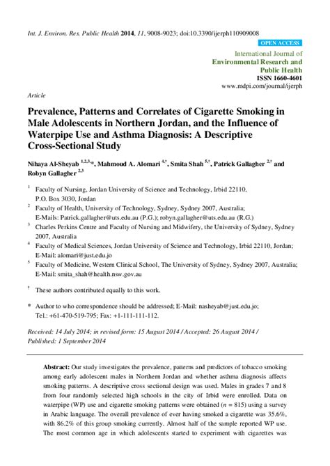 Pdf Prevalence Patterns And Correlates Of Cigarette Smoking In Male