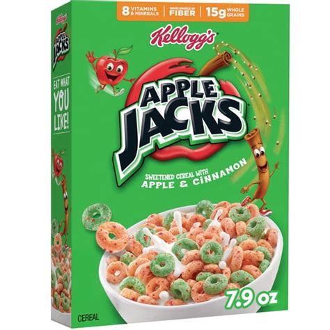 Kelloggs Apple Jacks Cold Breakfast Cereal 8 Vitamins And Minerals