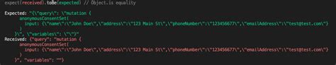 jestjs why is jest showing escape characters for an expected