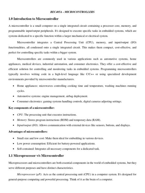 01 Mc Module 01 Notes 2023 24 Download Free Pdf Microcontroller Embedded System
