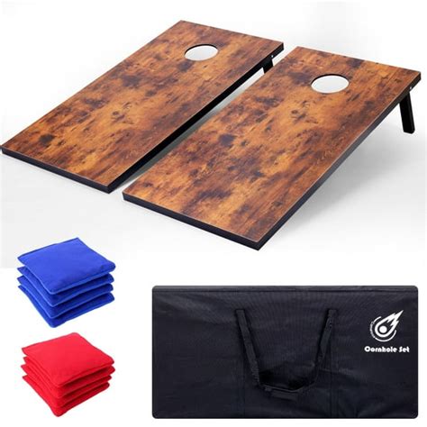 Cometoss Adults Bean Bag Cornhole Set 4x2 Outdoor Game Burning Wood